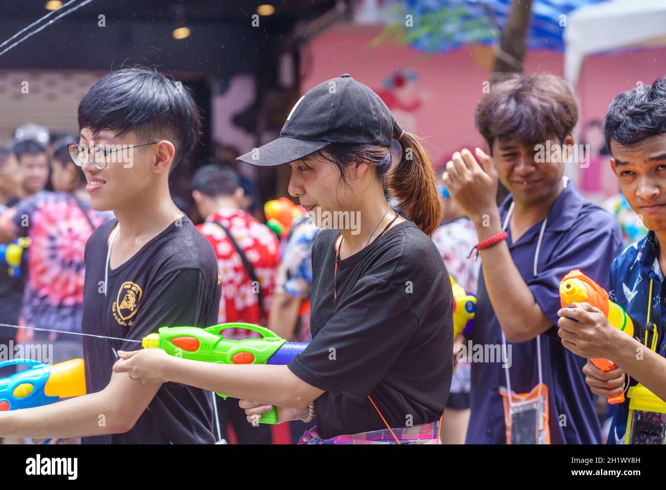 Siam Square, Bangkok, Thailand - APR 13, 2019: short action of people ...