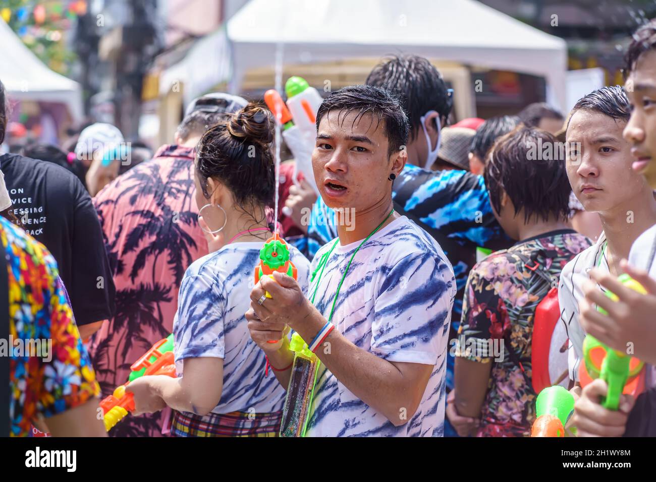 Siam Square, Bangkok, Thailand - APR 13, 2019: short action of people ...