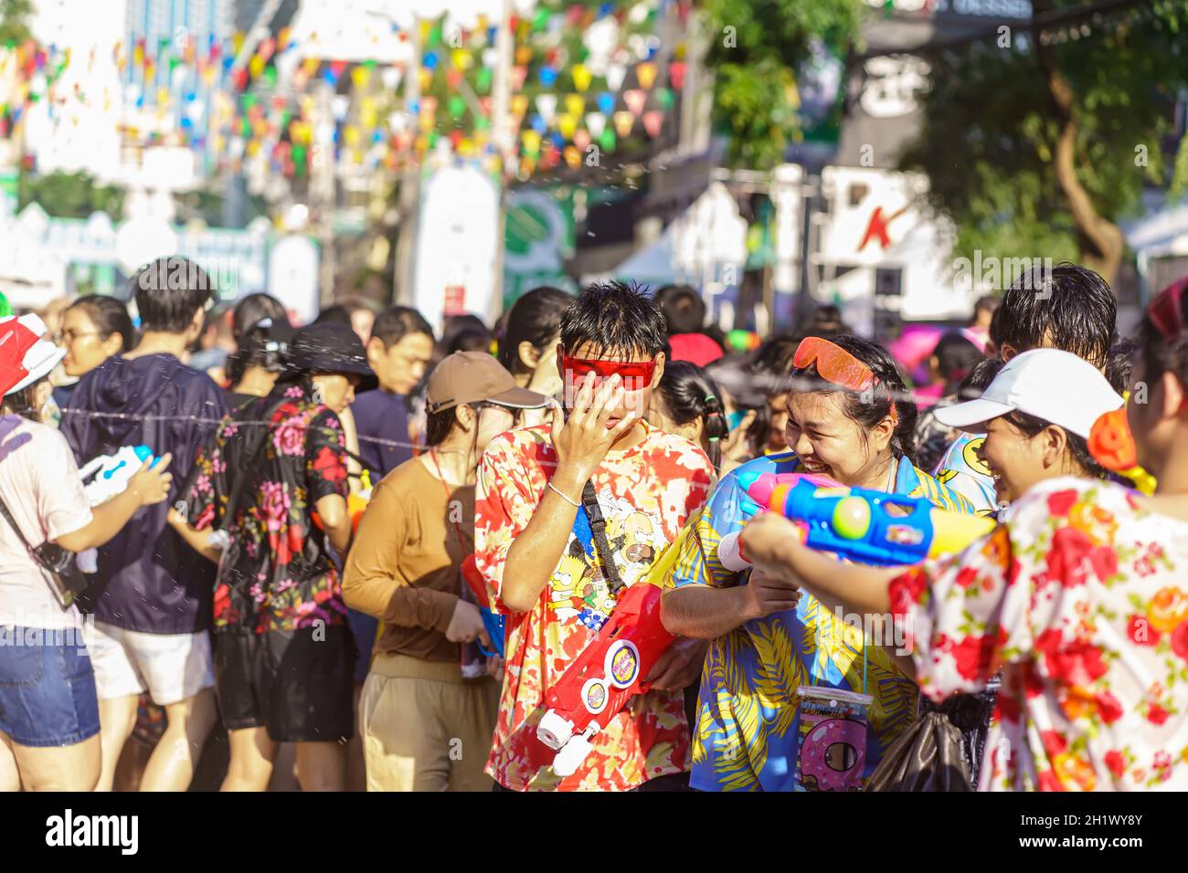 Siam Square, Bangkok, Thailand - APR 13, 2019: short action of people ...