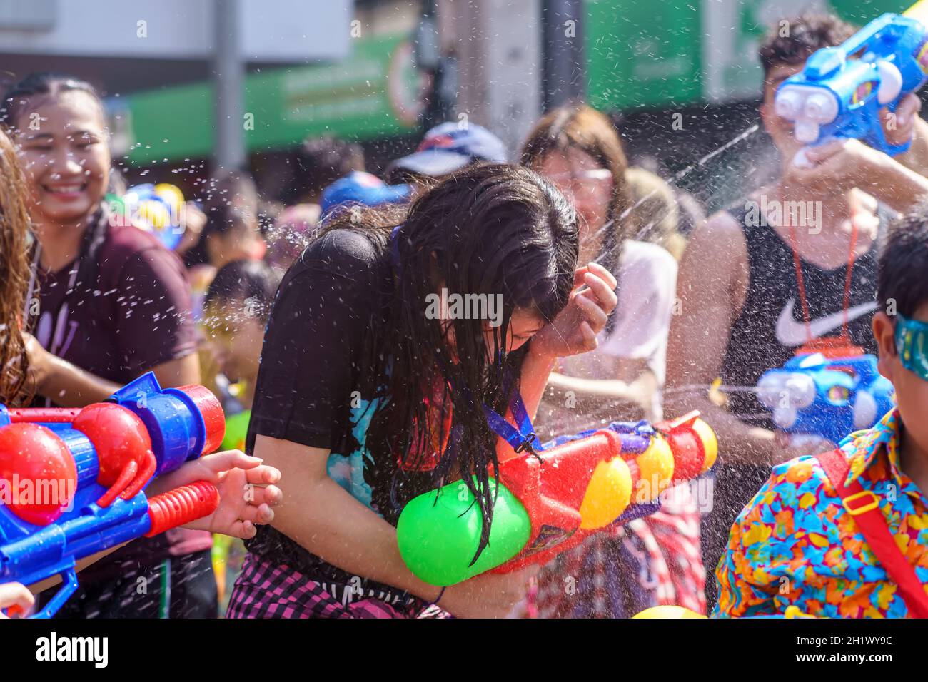 Siam Square, Bangkok, Thailand - APR 13, 2019: short action of people ...