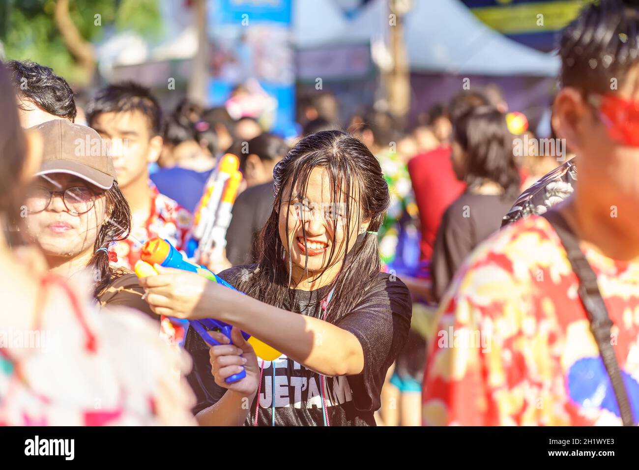 Siam Square, Bangkok, Thailand - APR 13, 2019: short action of people ...