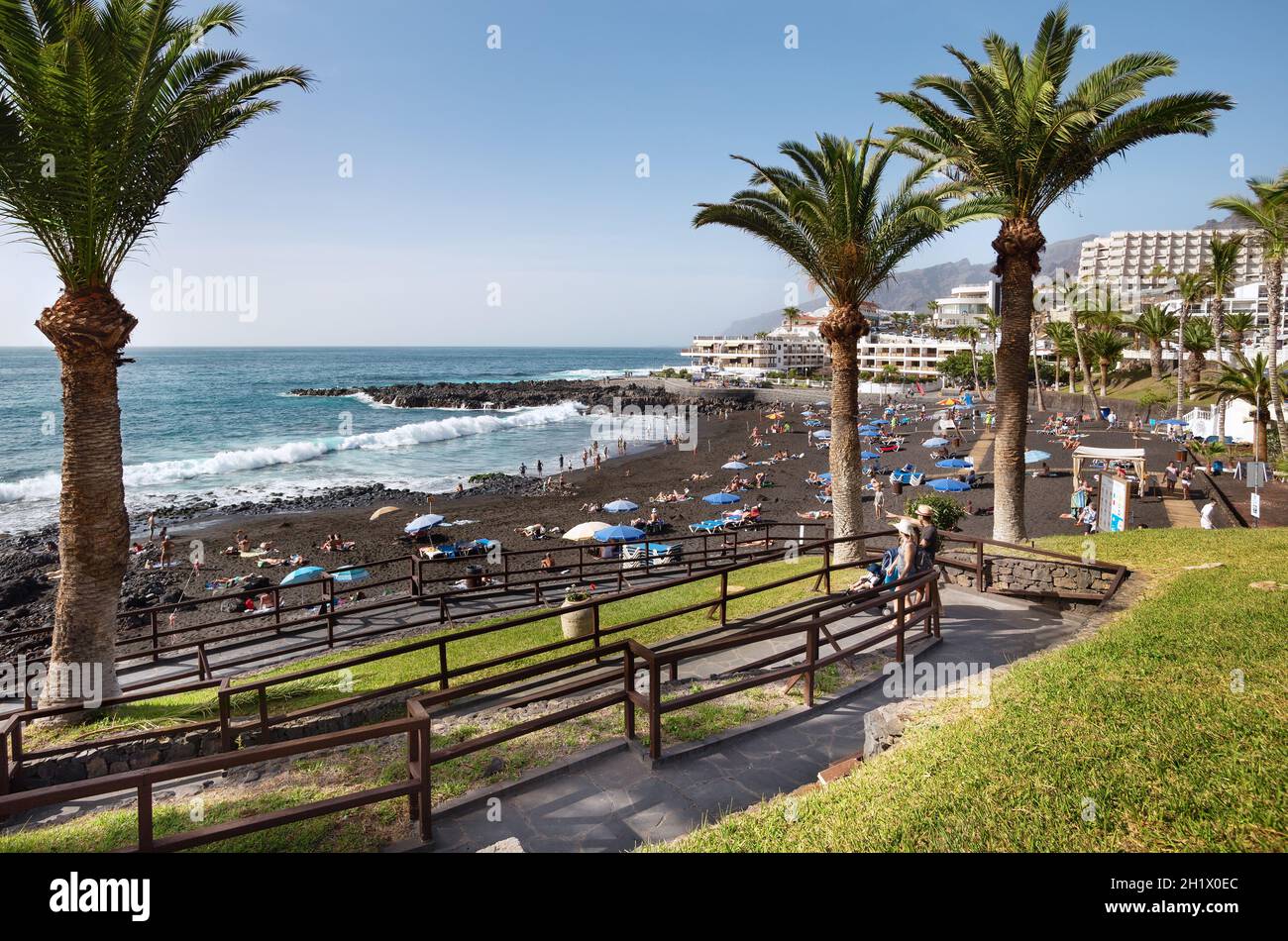 Playa de la Arena, Tenerife, Spain - February 17, 2019: View of black ...