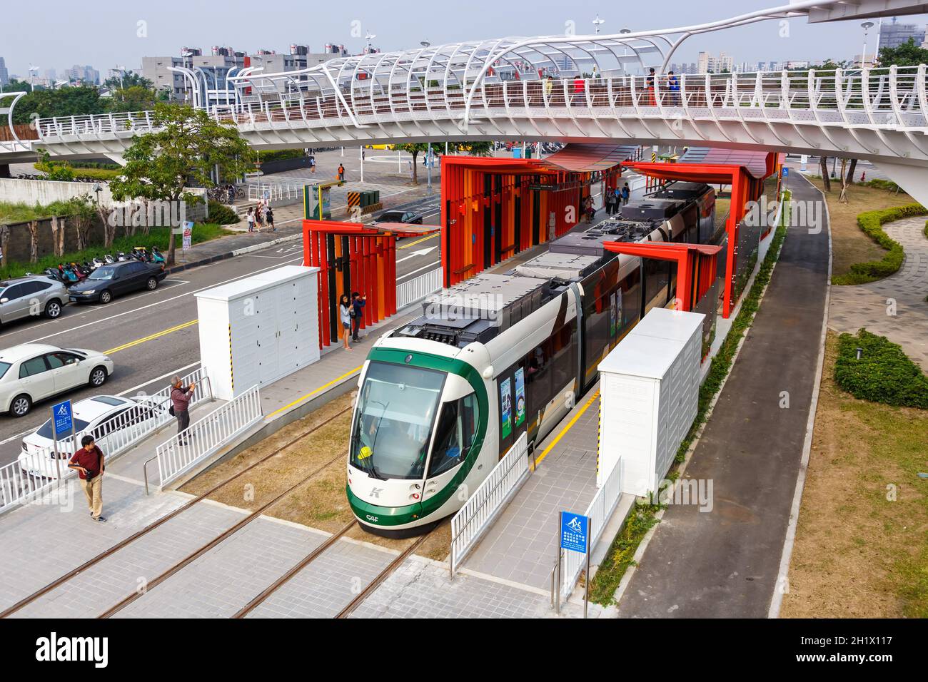 Kaohsiung, Taiwan - October 17, 2015: Tram Light Rail public transport ...