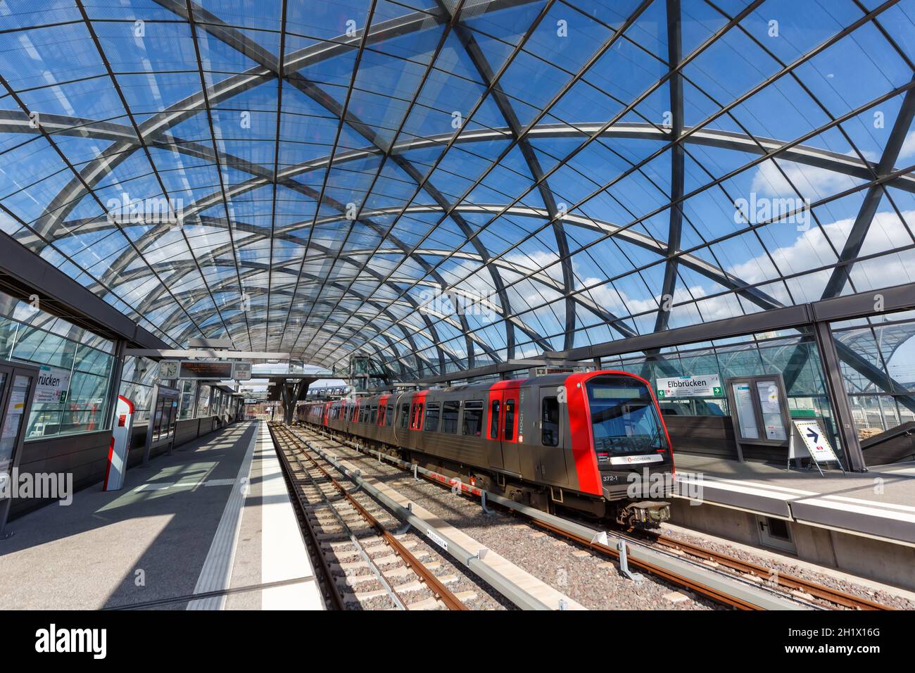 Hamburg, Germany - April 21, 2021: Hochbahn Metro train line U4 station ...
