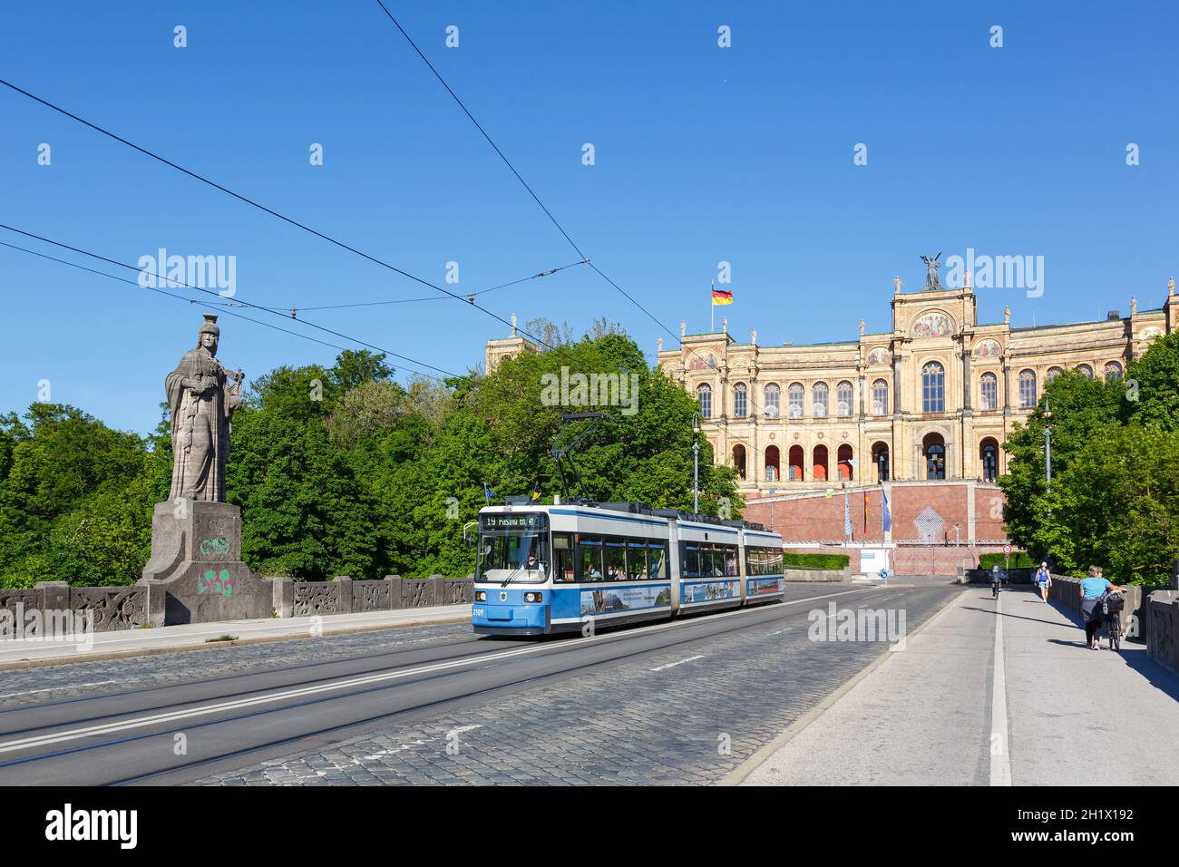 Munich, Germany - June 1, 2021: Tram Adtranz GT6N light rail public ...
