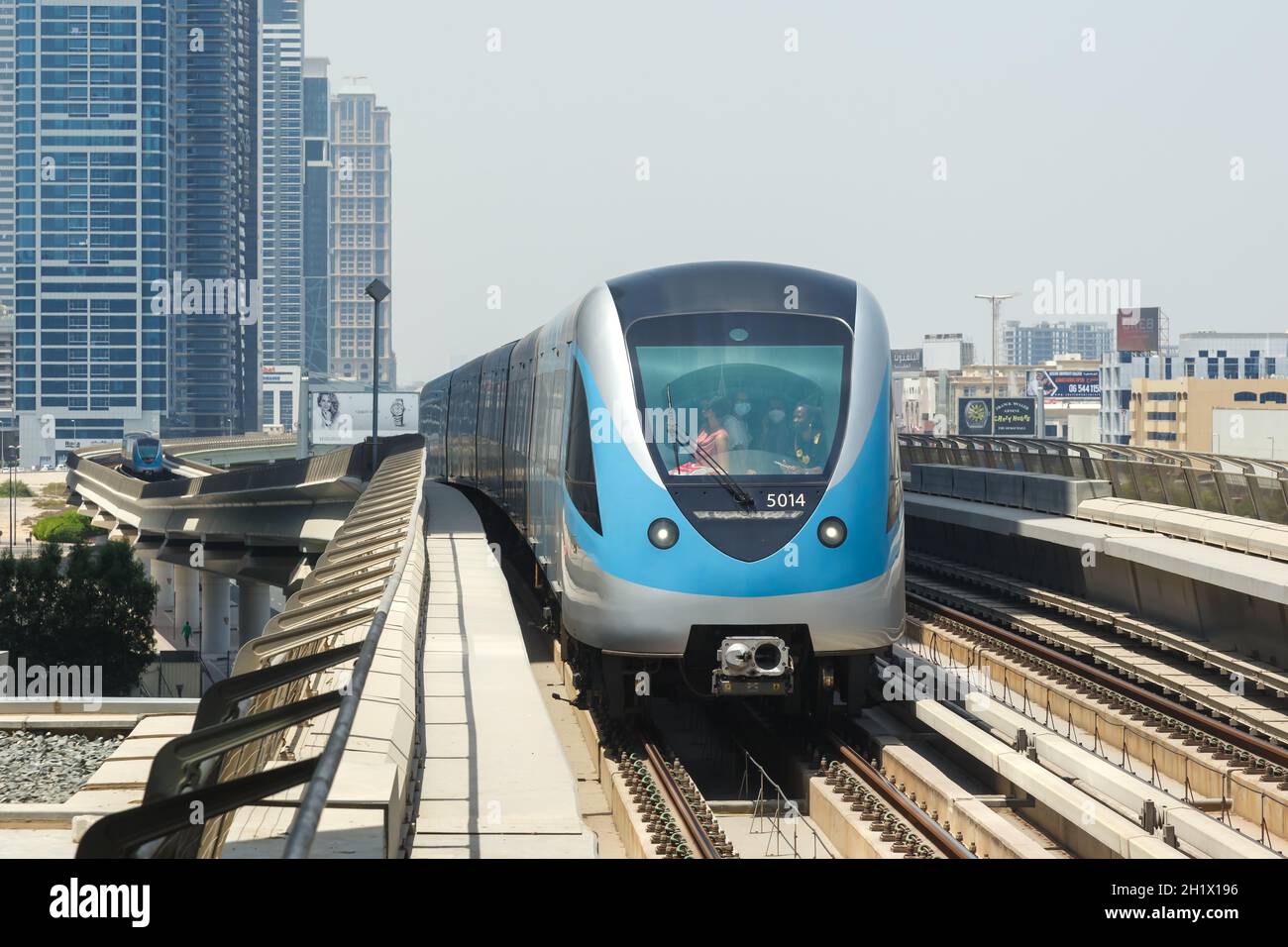 Dubai, United Arab Emirates - May 25, 2021: Metro Dubai public ...