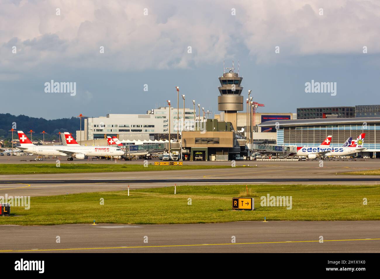 Zurich, Switzerland - July 22, 2020: Airplanes and Terminal at Zurich ...