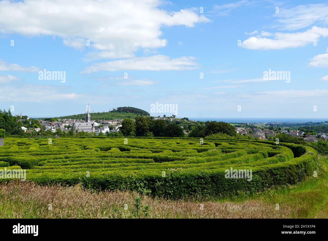 Castlewellan Peace Maze with town of Castlewellan in the background ...