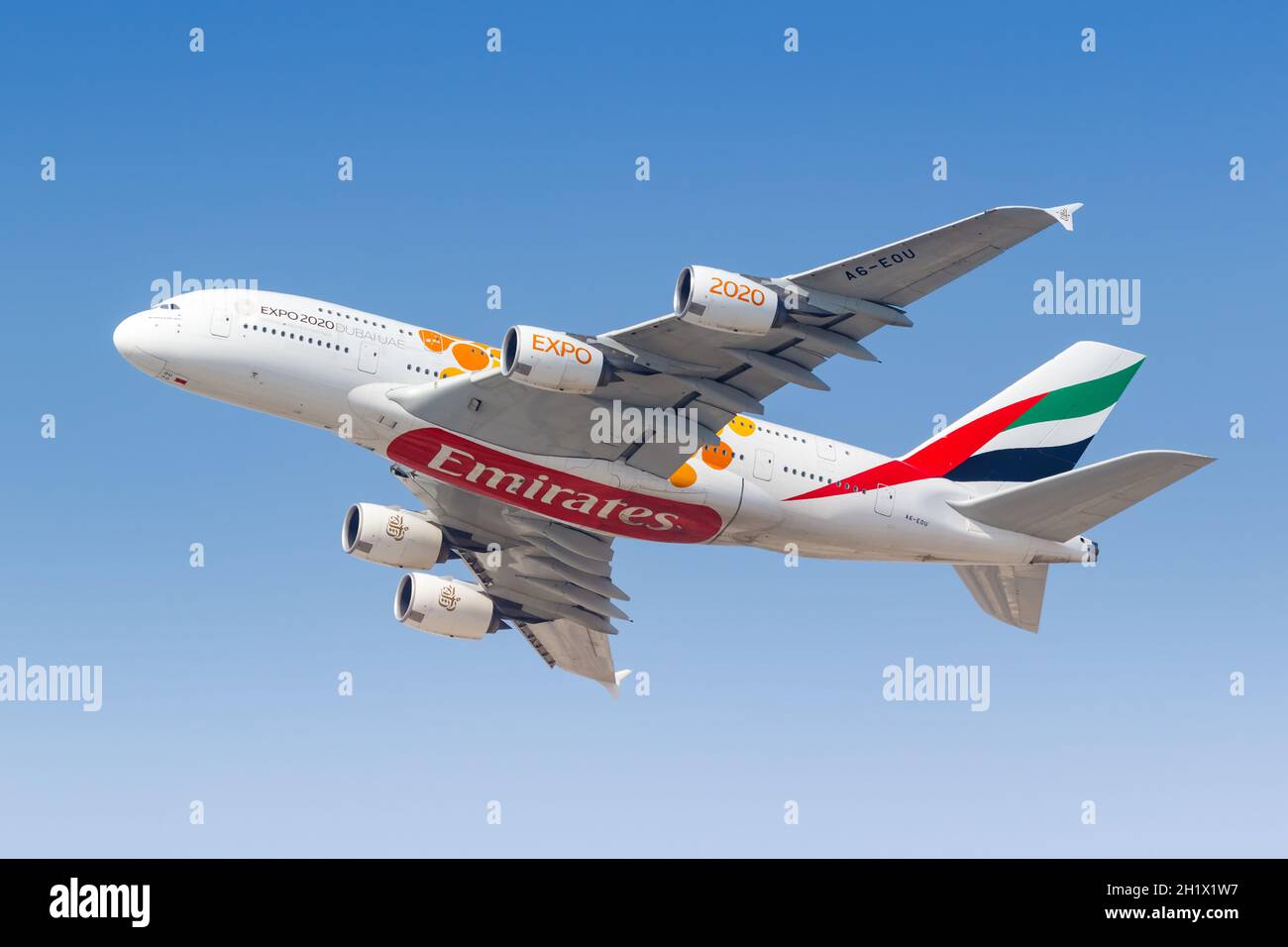Dubai, United Arab Emirates - May 22, 2021: Emirates Airbus A380 ...