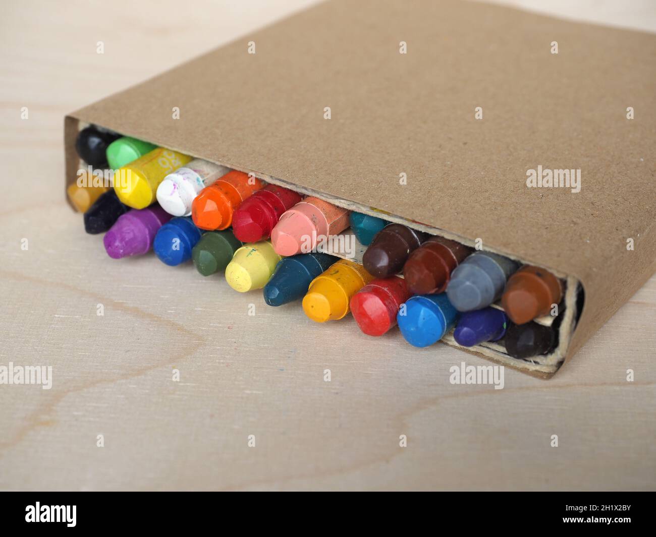 Blue box and crayons hi-res stock photography and images - Alamy