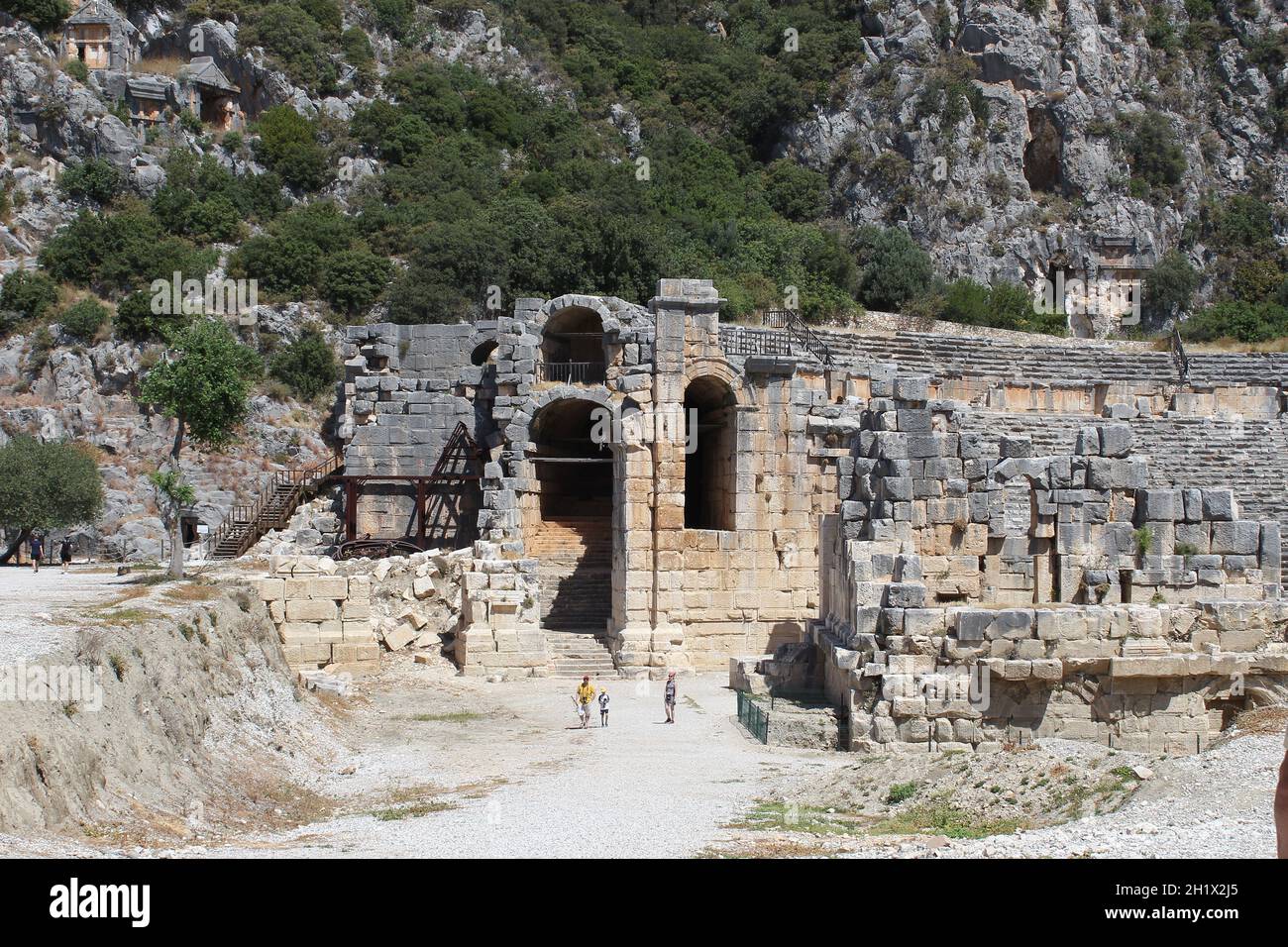Ancient tombs by Lycians in Fethiye, archeology and travel concept ...