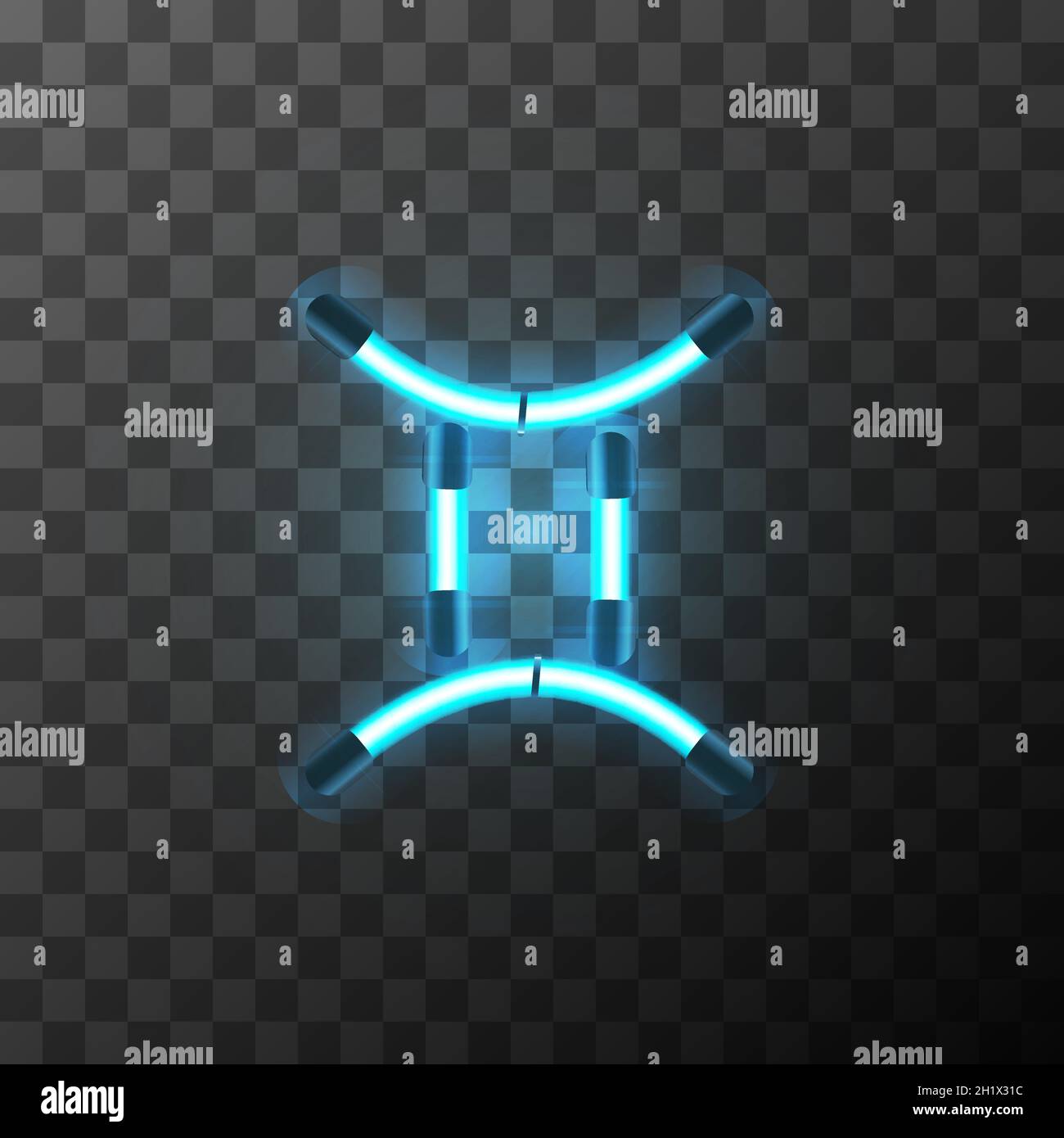 Gemini bright blue neon zodiac sign, star sign for astrology horoscope ...