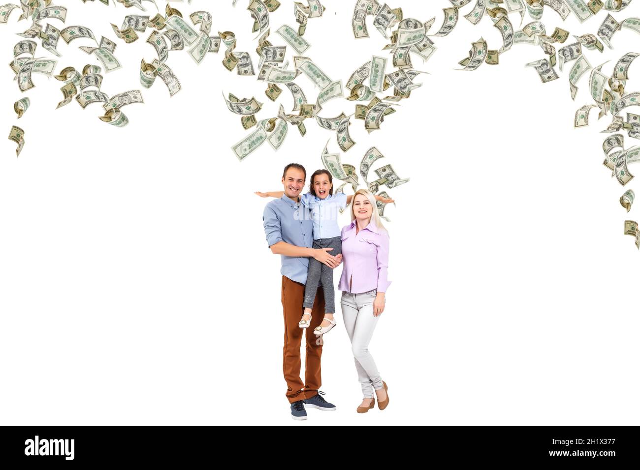 family in dollar banknotes isolated on white background Stock Photo - Alamy