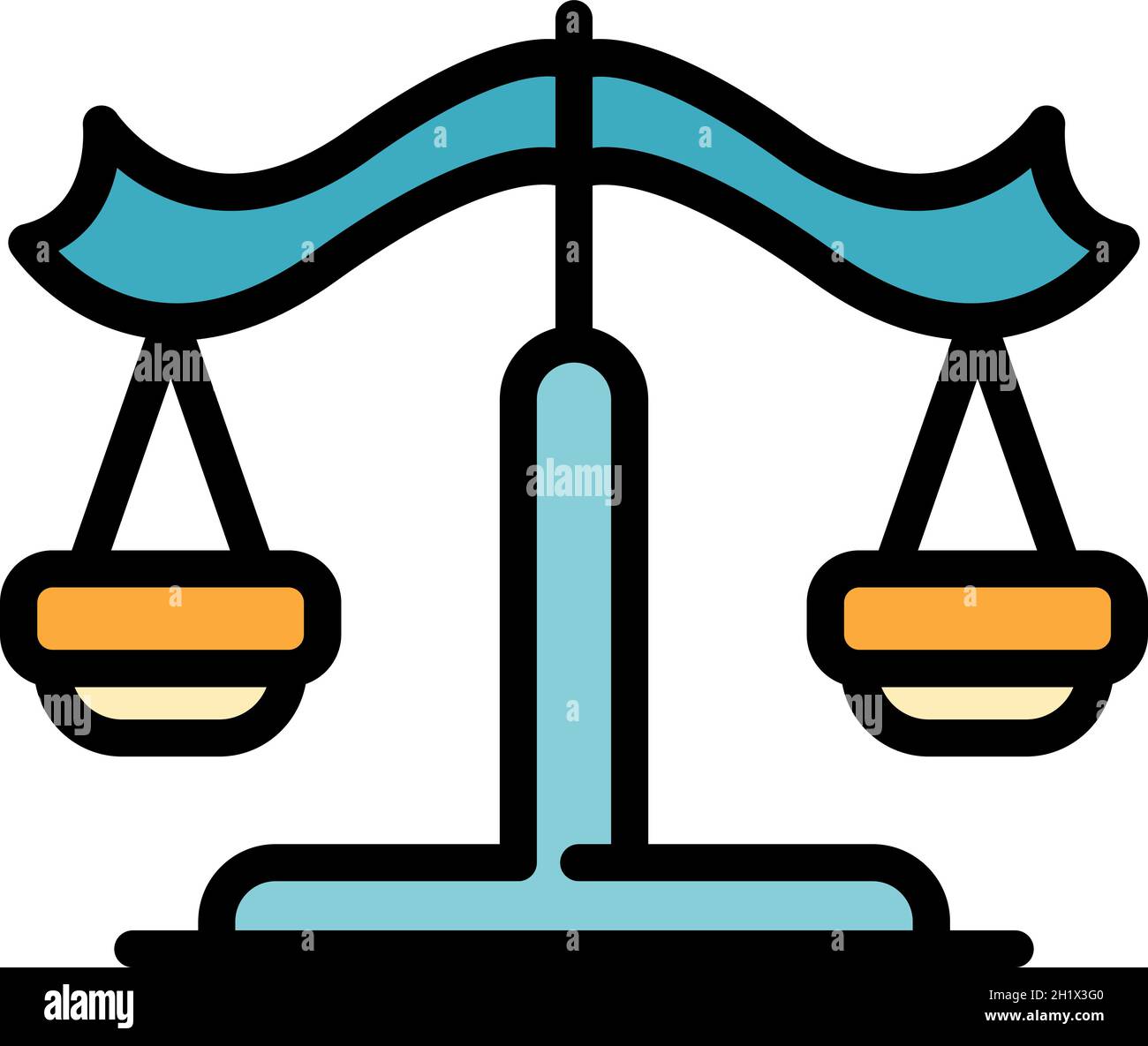 Justice balance icon. Outline justice balance vector icon color flat ...