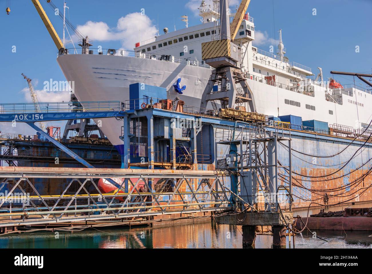 Chernomorsk, Ukraine. 21.03.2021. Large ship in dry dock of the ...