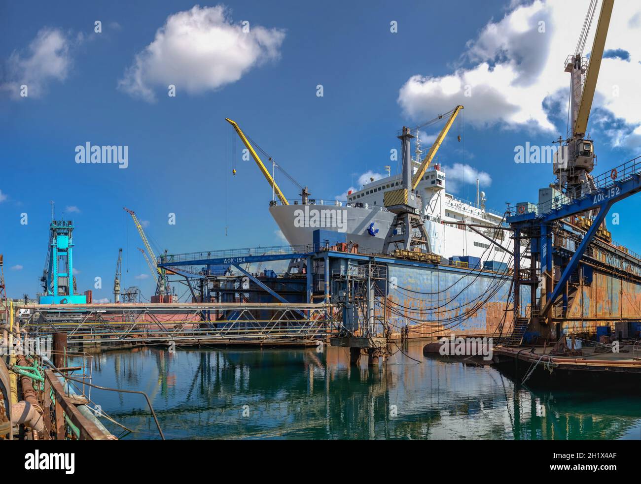Chernomorsk, Ukraine. 21.03.2021. Large ship in dry dock of the ...