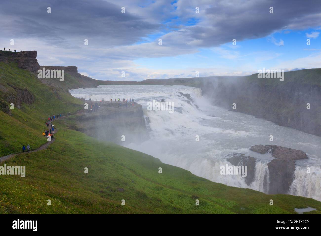 Gullfoss falls in summer season view, Iceland. Icelandic landscape ...