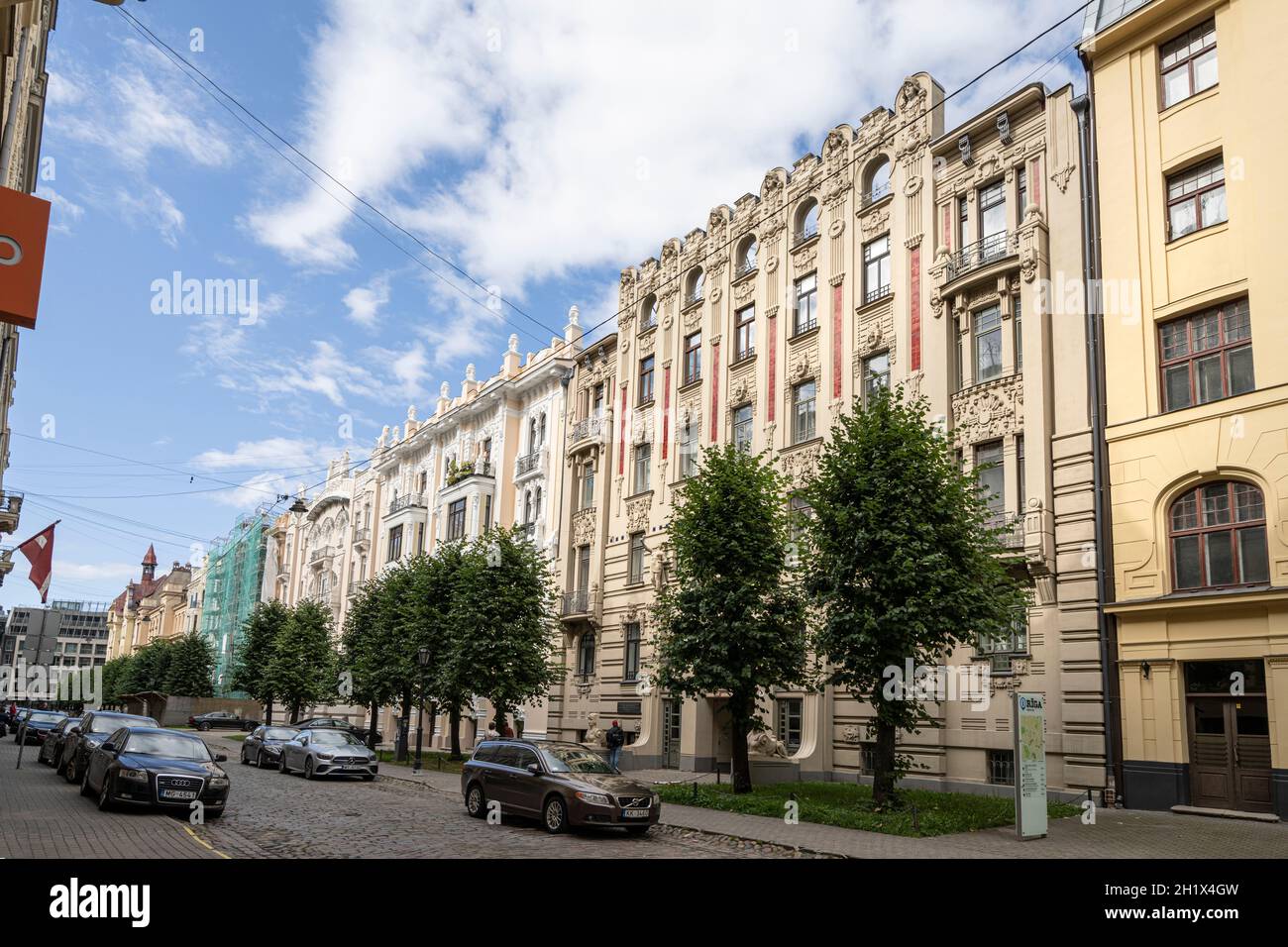 Riga, Latvia. 22 August 2021. some old Art Noveau buildings in the city ...