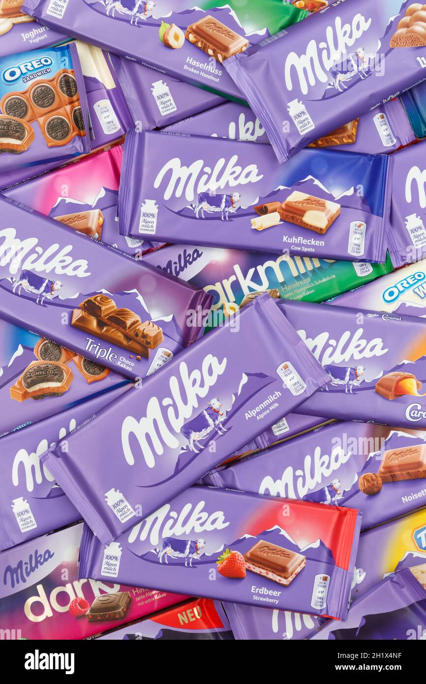 Stuttgart, Germany - March 3, 2021: Milka chocolate chocolates ...