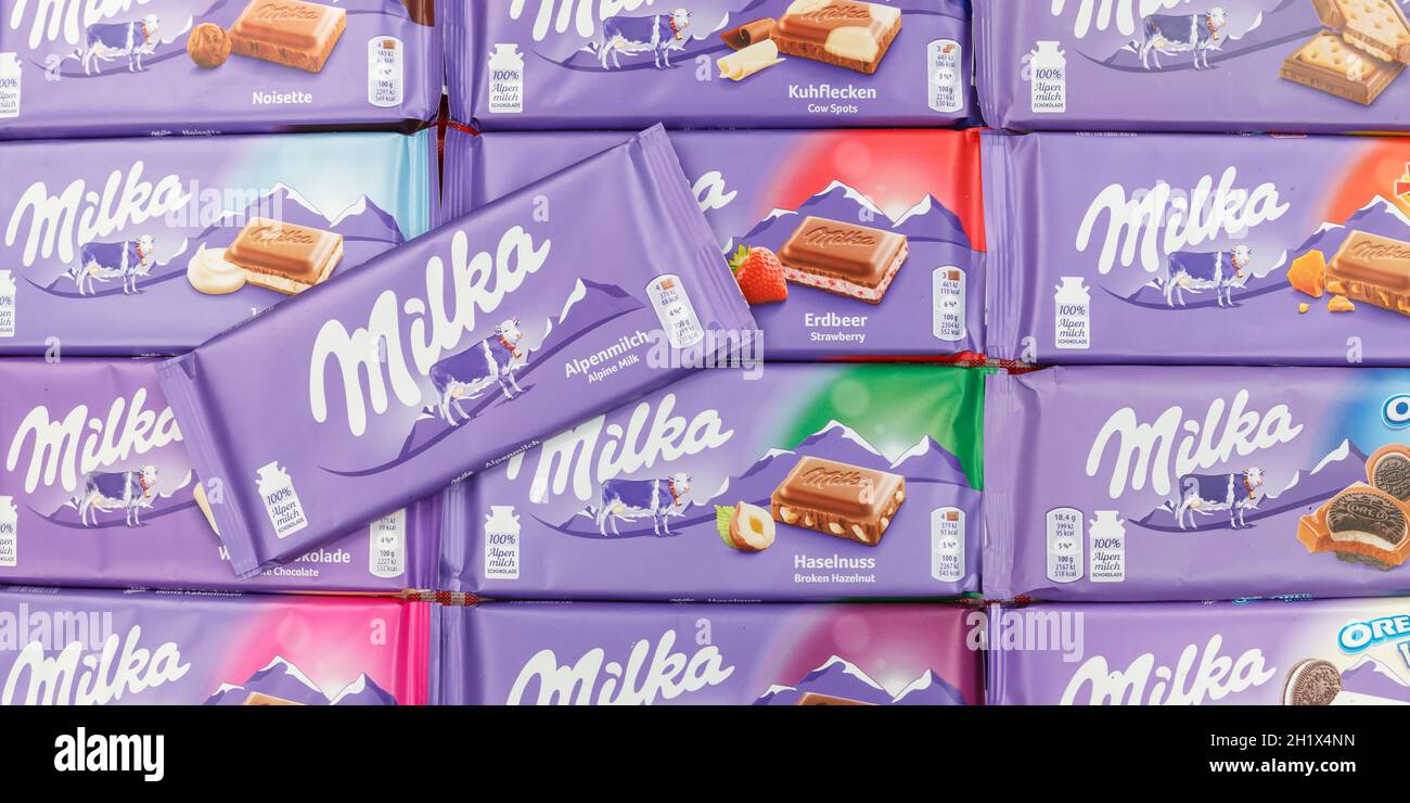 Stuttgart, Germany - March 3, 2021: Milka chocolate chocolates ...