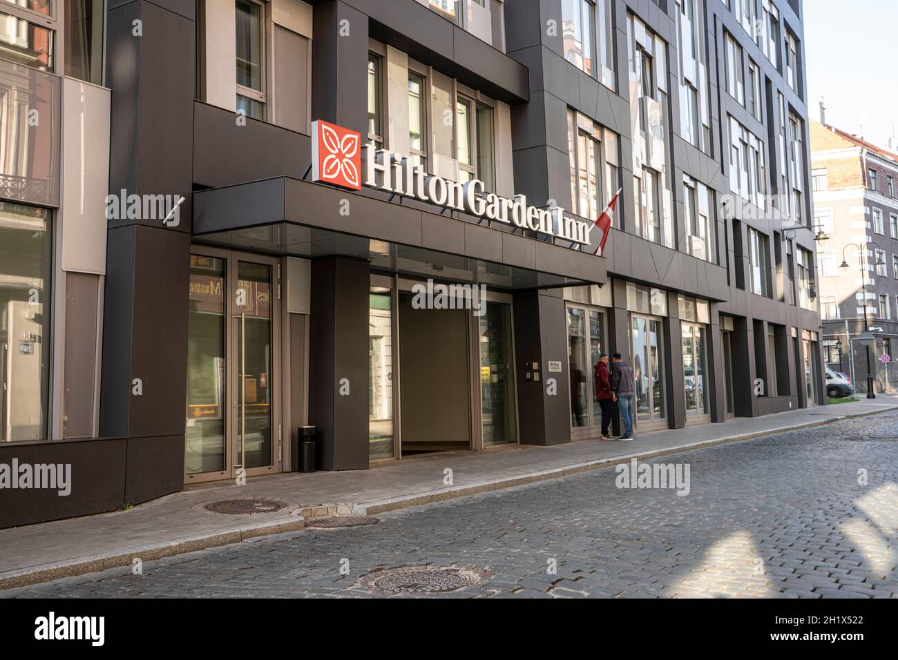 Riga, Latvia. August 2021. Outdoor view of the Hilton Garden Inn hotel ...
