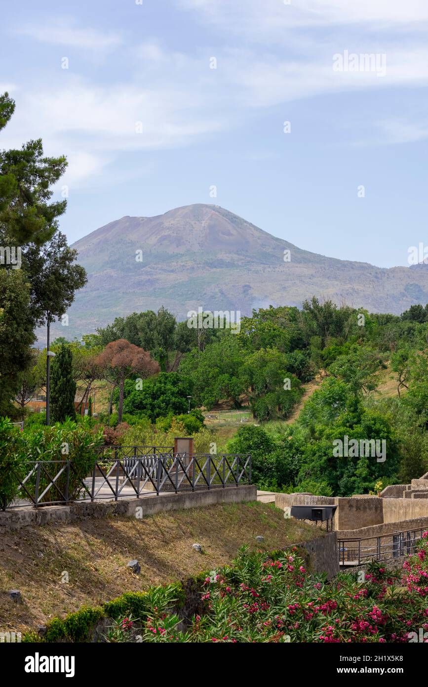 View of ruins ancient city destroyed by the eruption of the volcano ...