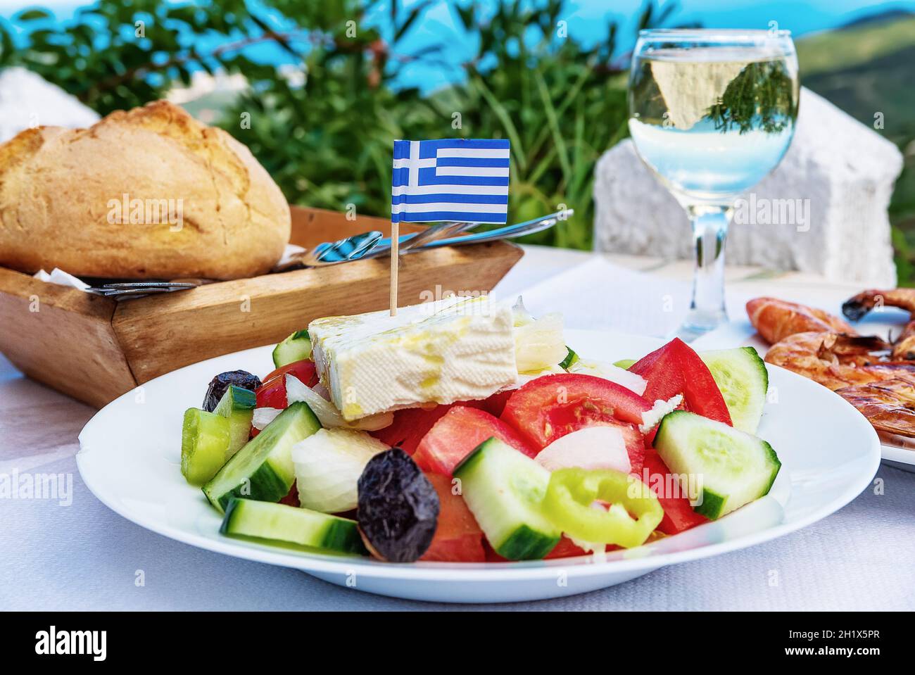 Greek food background Stock Photo - Alamy