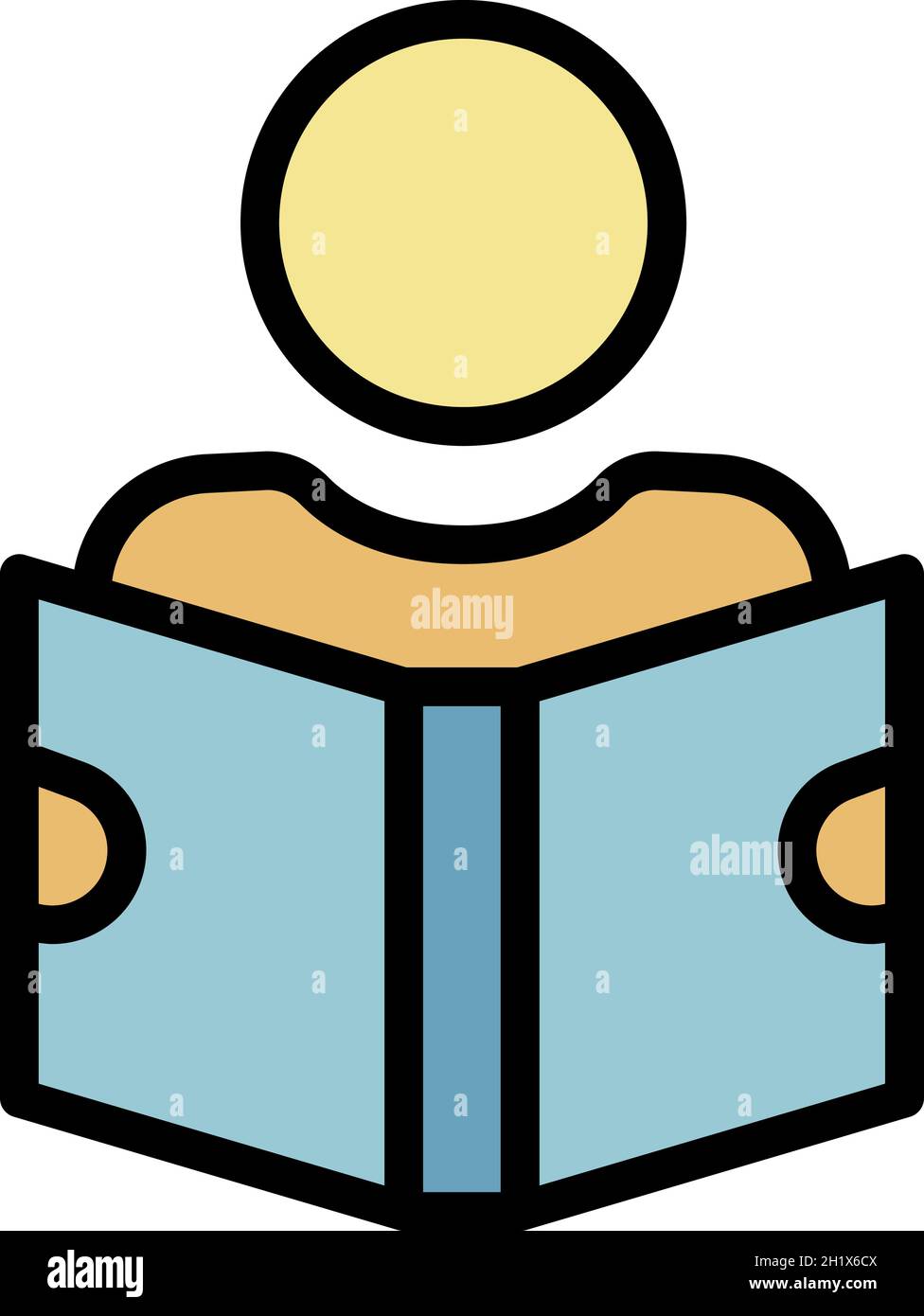 Man reading book icon. Outline man reading book vector icon color flat ...
