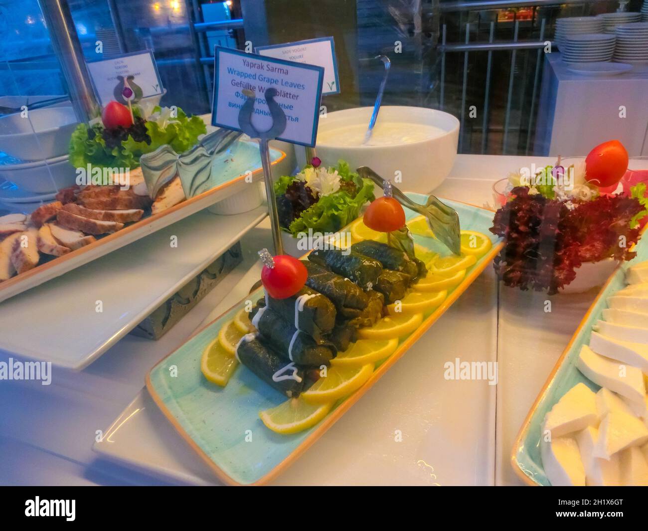 Food on the shelves in the self-service buffet with all inclusive in ...