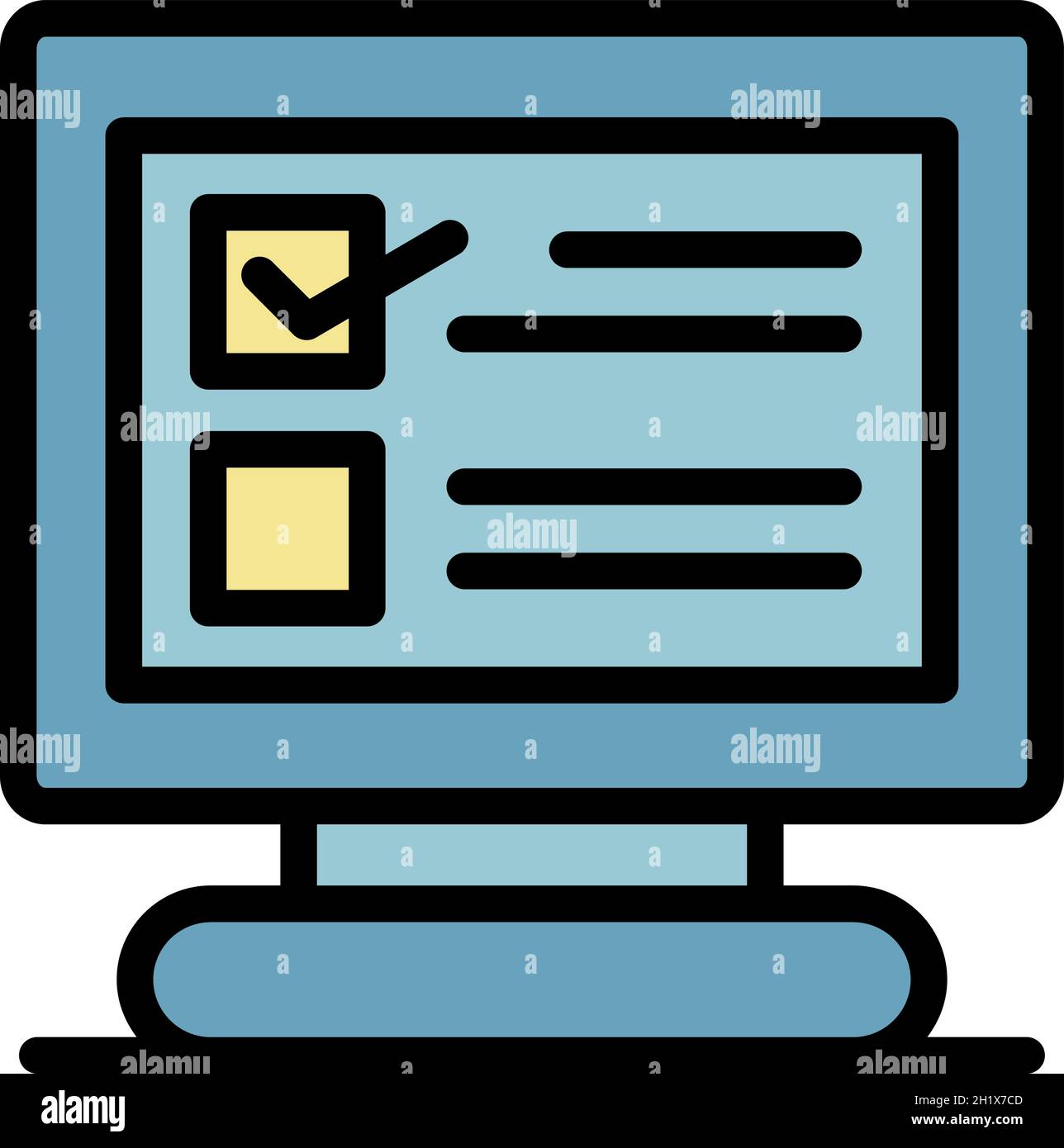 Computer test icon. Outline computer test vector icon color flat ...