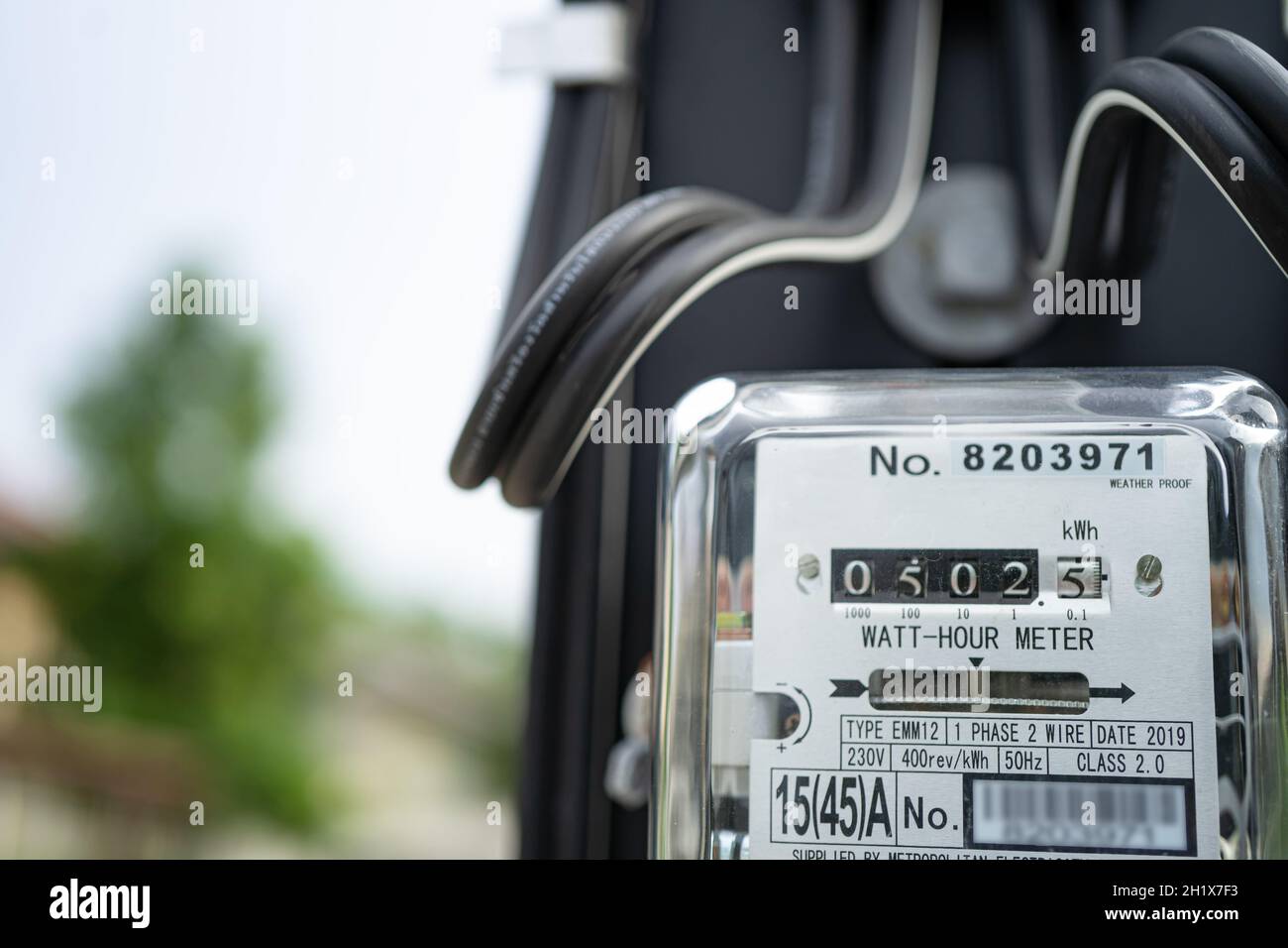 Electric measuring power meter for energy cost at home and office Stock ...