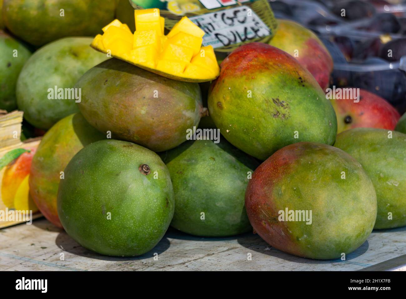 mango ,local organic fruit in a street market Stock Photo - Alamy