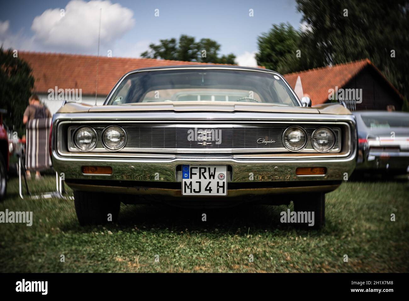 DIEDERSDORF, GERMANY - AUGUST 21, 2021: The full-size car Chrysler Newport, 1969. Focus on ...