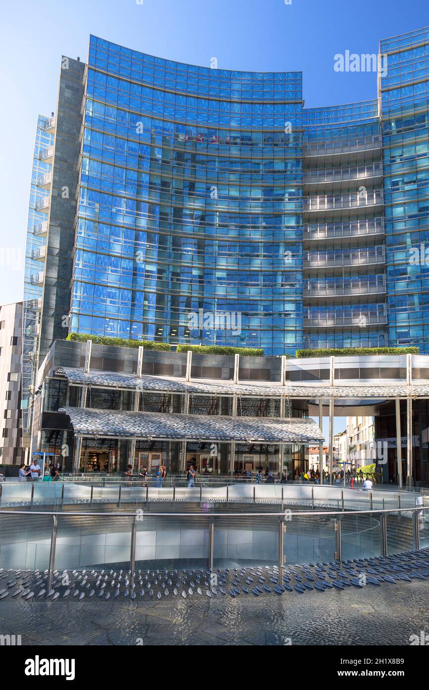 MILAN, ITALY - SEPTEMBER 29, 2018: Modern glazed office building ...