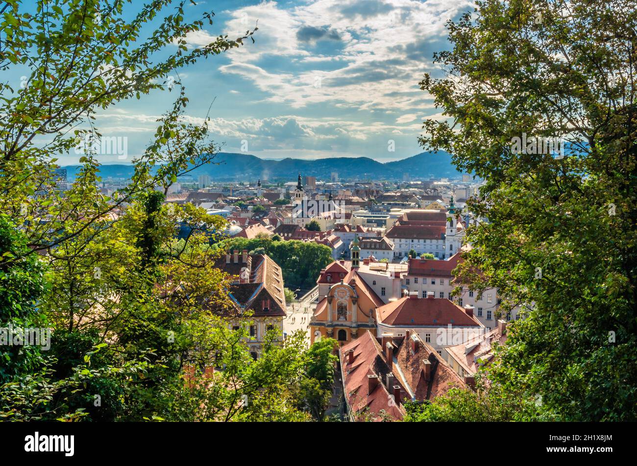 GRAZ, AUSTRIA - AUGUST 31, 2013: Urban landscape, city view of Graz ...