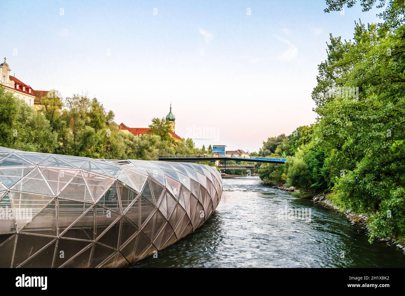 View of murinsel at river mur hi-res stock photography and images - Alamy