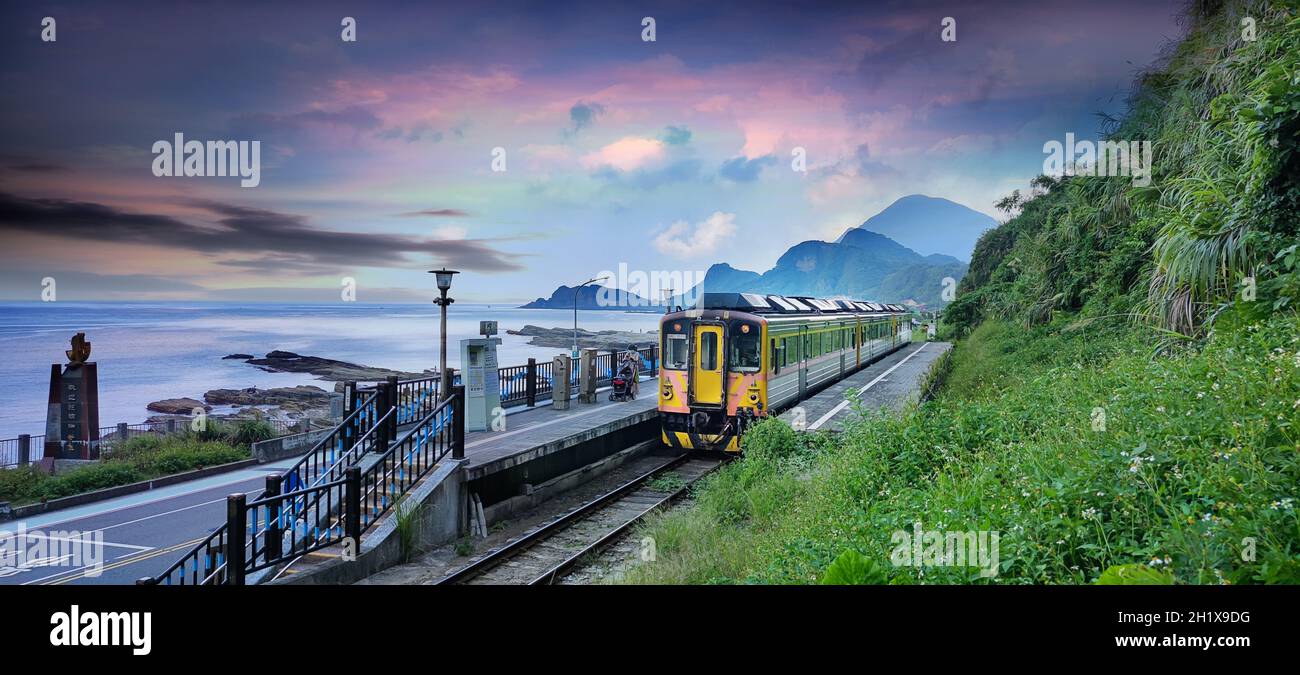 Keelung, Taiwan - 25 Aug, 2021 : Scenery of Badouzi railway station in ...