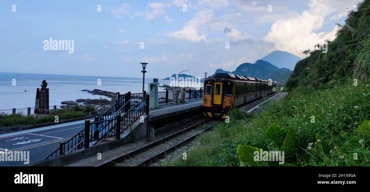 Keelung, Taiwan - 25 Aug, 2021 : Scenery of Badouzi railway station in ...