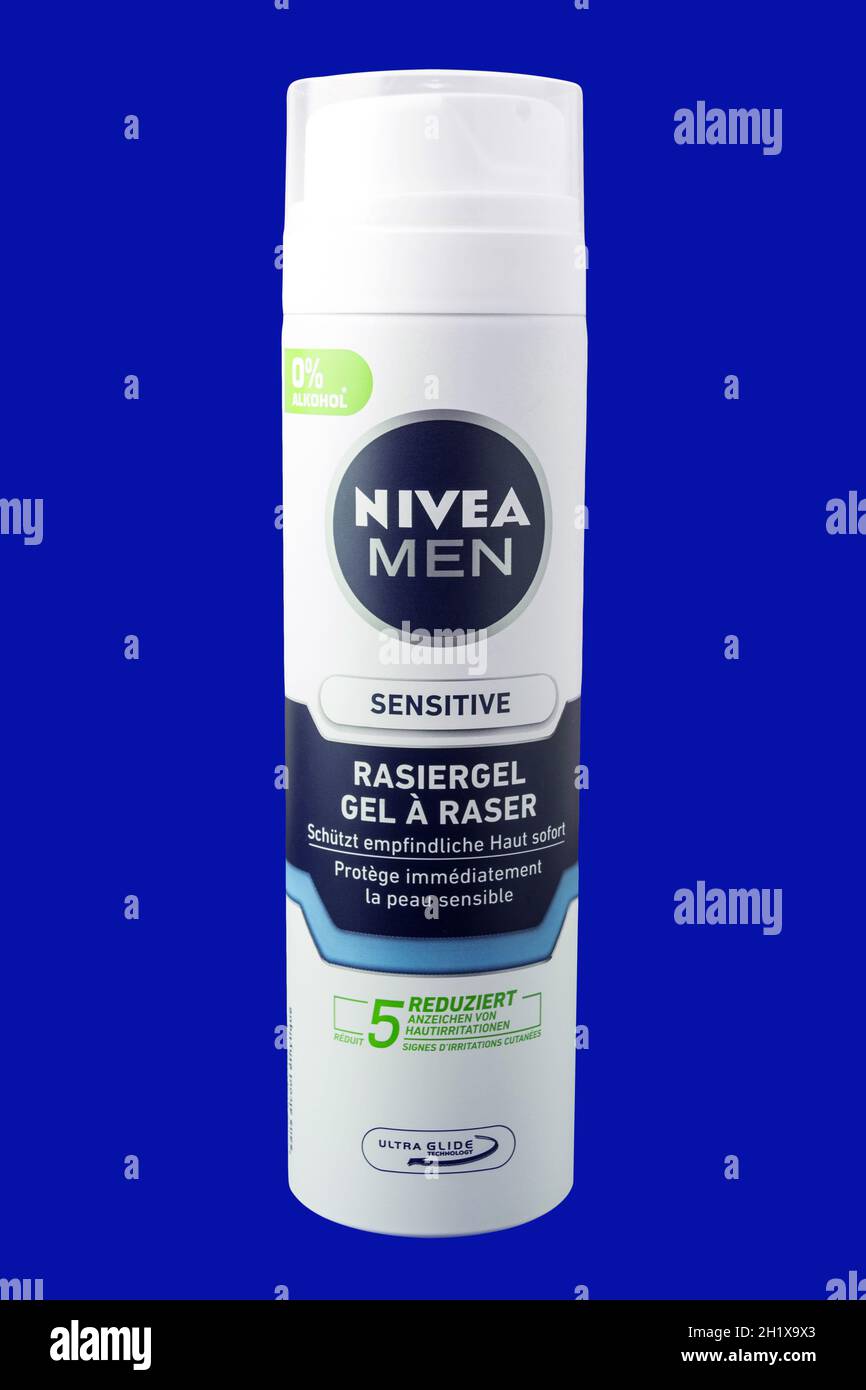Hamburg, Germany - Octobert 10 2021: Nivea Men Rasiergel sensitive in ...