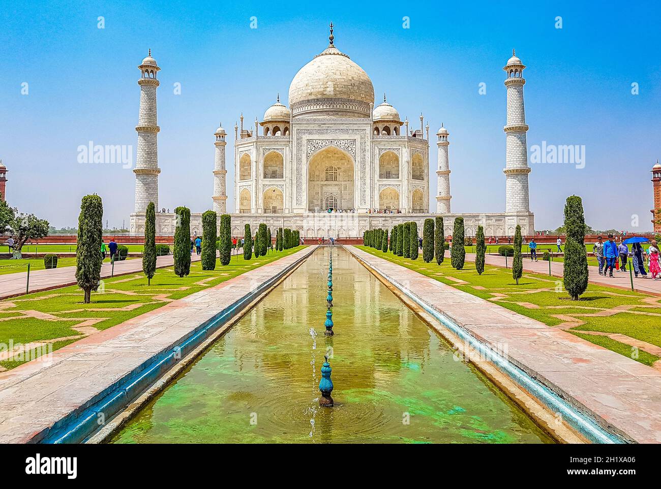 Taj Mahal in Agra India Mogul marble mausoleum and panorama of the ...