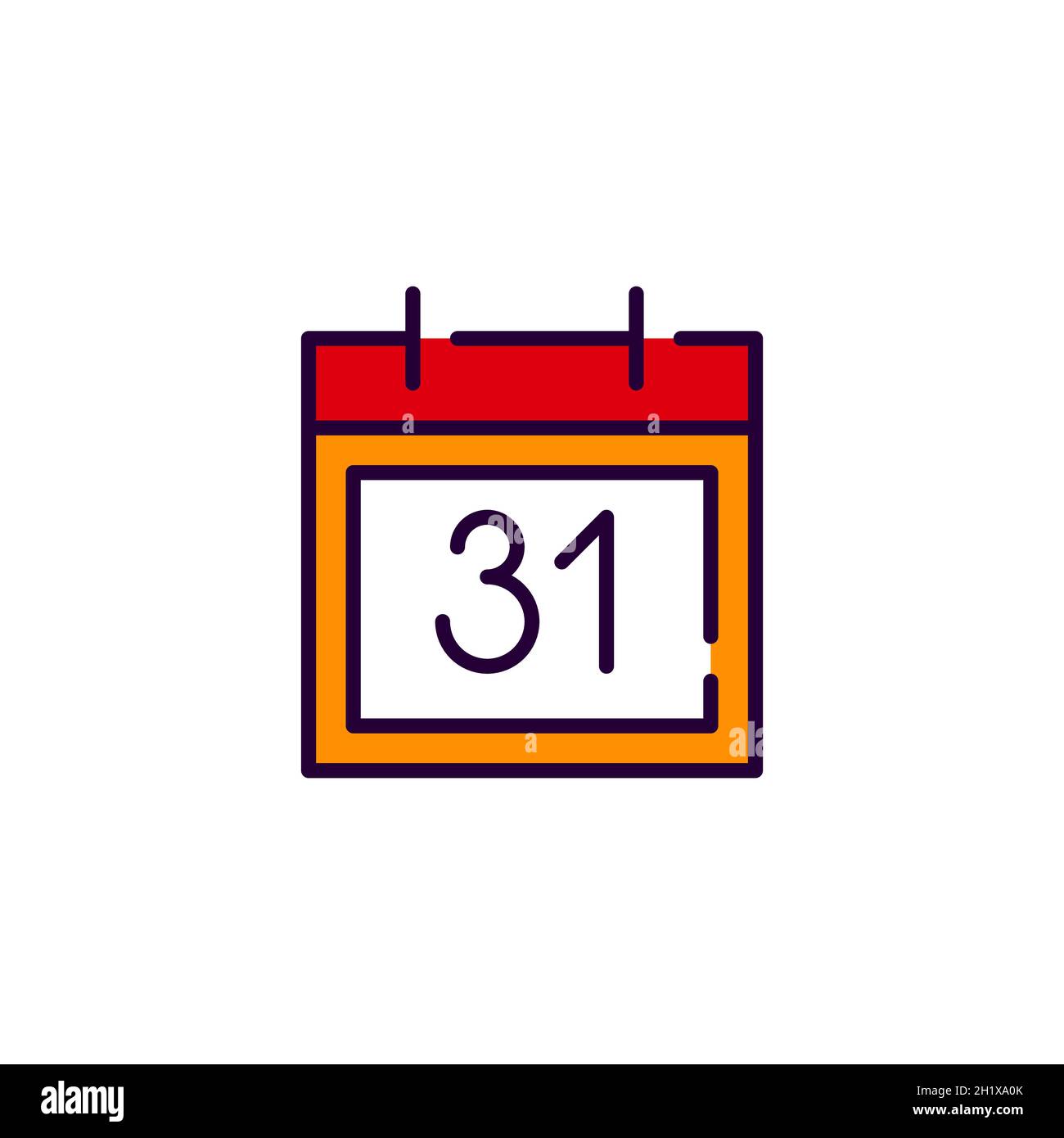 Binder calendar with date 31 on it. Pixel perfect, editable stroke ...