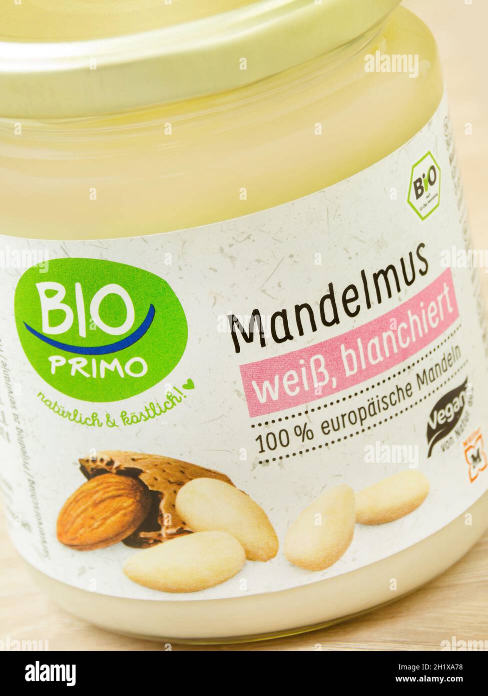 Hamburg, Germany - August 15 2021: Mandelmus Bio Primo im Glas Stock ...