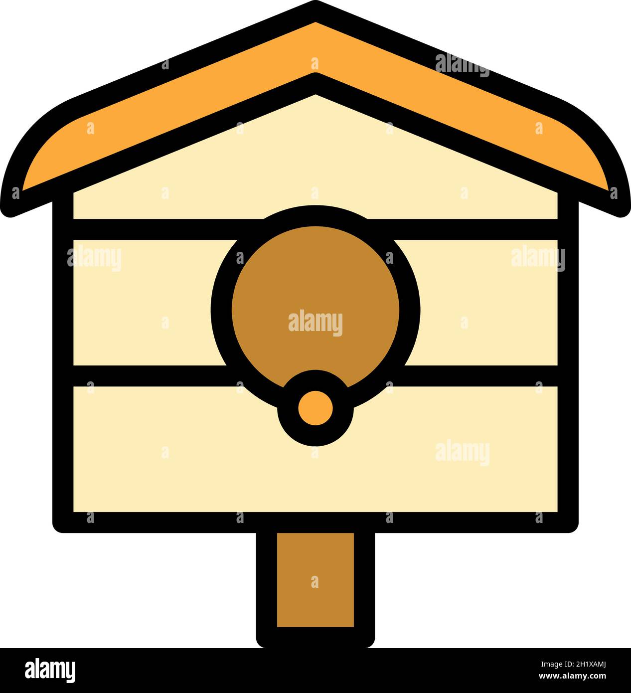 Backyard bird house icon. Outline backyard bird house vector icon color ...