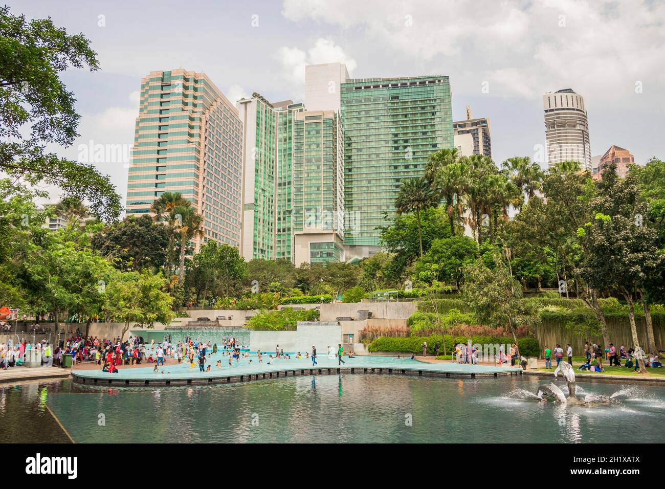 KLCC Park with Simfoni Lake in city centre of Kuala Lumpur, Malaysia ...