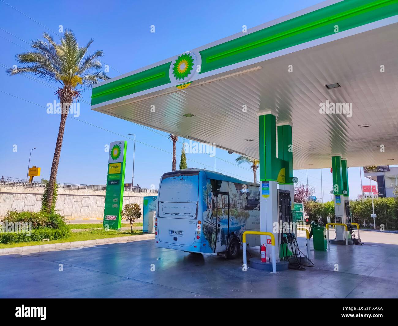 Antalya, Turkey - May 11, 2021: BP petrol station at Antalya, Turkey on ...