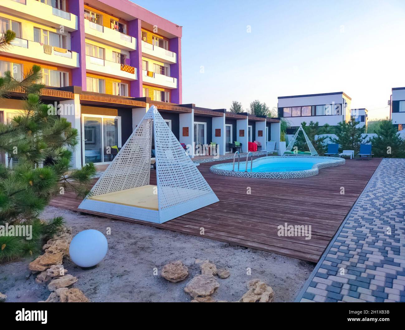 Koblevo, Ukraine - August 22, 2021: Hotel White Villas on the Black Sea ...