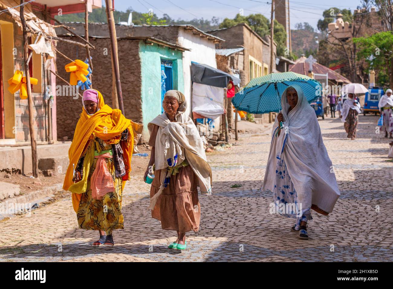 AXUM, ETHIOPIA, APRIL 27th.2019: Elder tigray women return from the ...