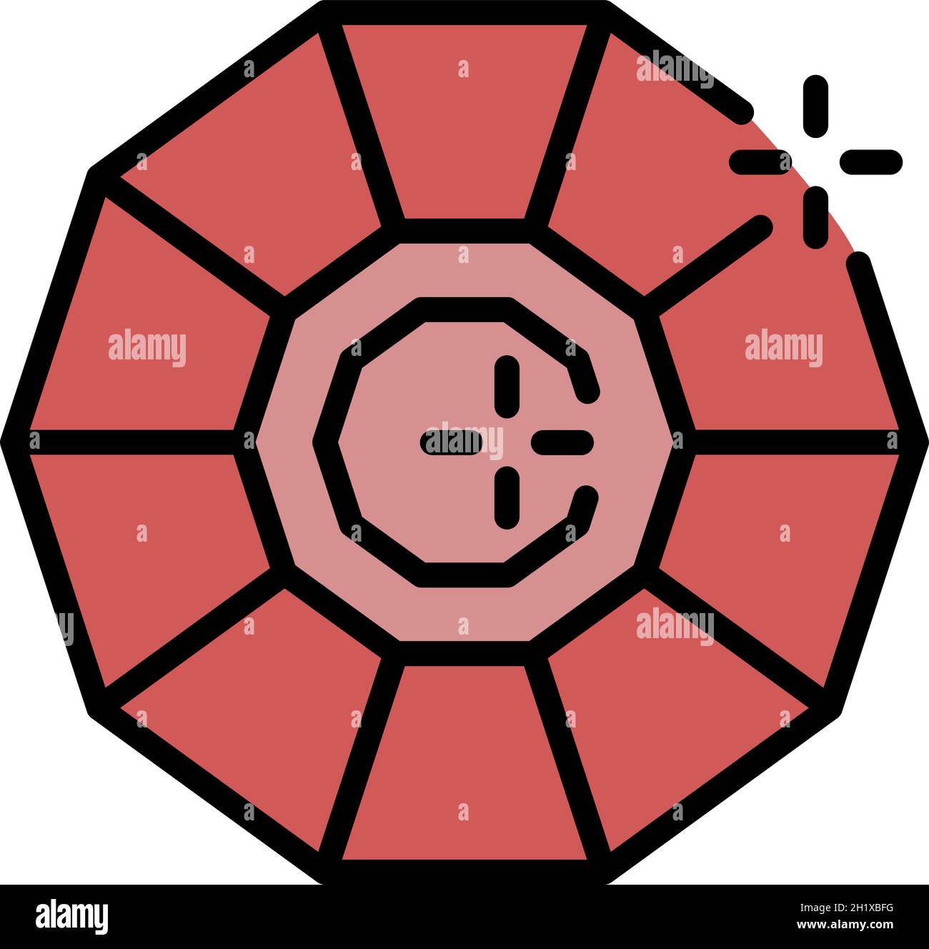 Ruby jewel icon. Outline ruby jewel vector icon color flat isolated ...