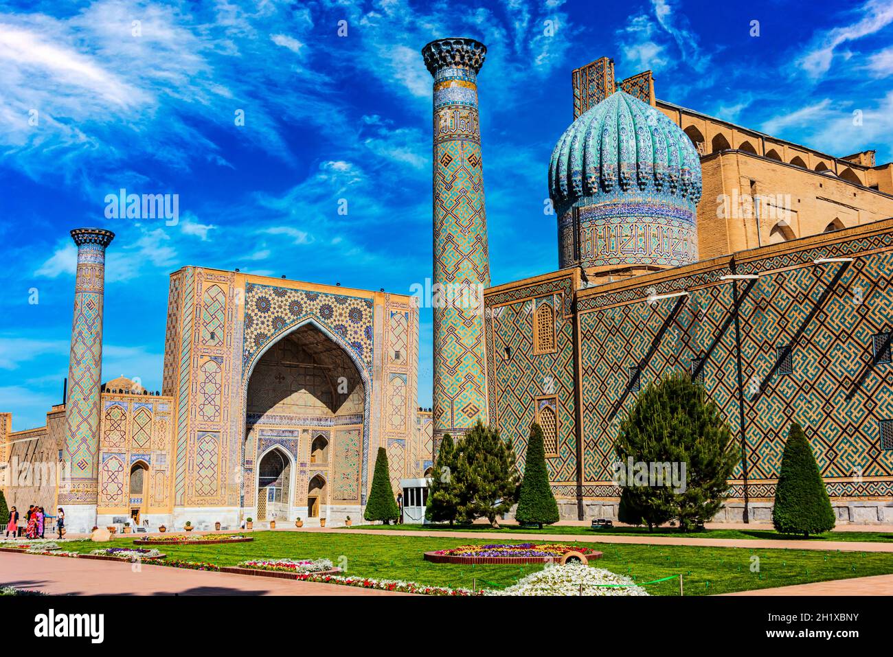SAMARKAND, UZBEKISTAN - MAY 8, 2019: Registan, an old public square in ...