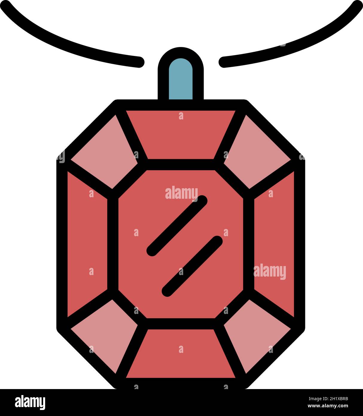 Necklace jewel icon. Outline necklace jewel vector icon color flat ...